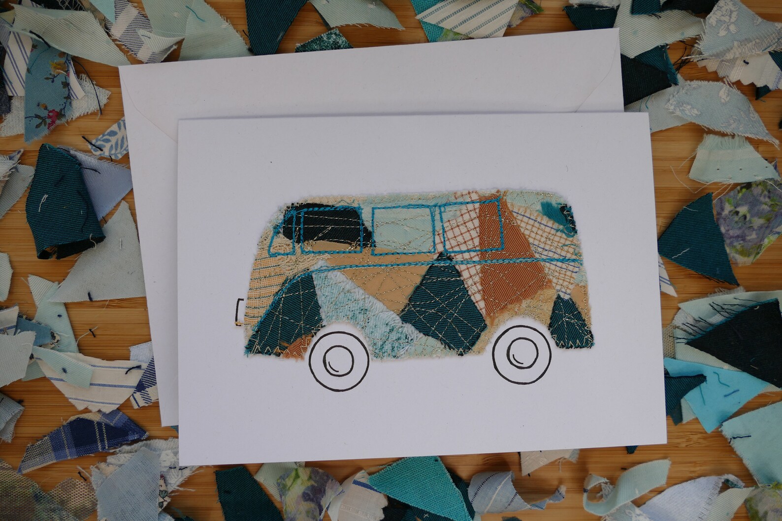 Handmade Large Fabric Camper Van Card in 'sandy Shore' - Etsy UK