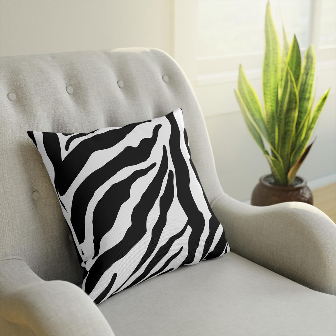 Zebra Print Cushion, Modern Sofa Pillow, Animal Print Square Throw ...