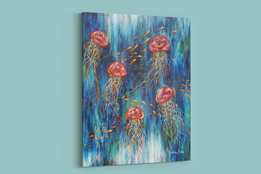 Original Jellyfish Acrylic Painting on Canvas: Abstract Ocean Art ...