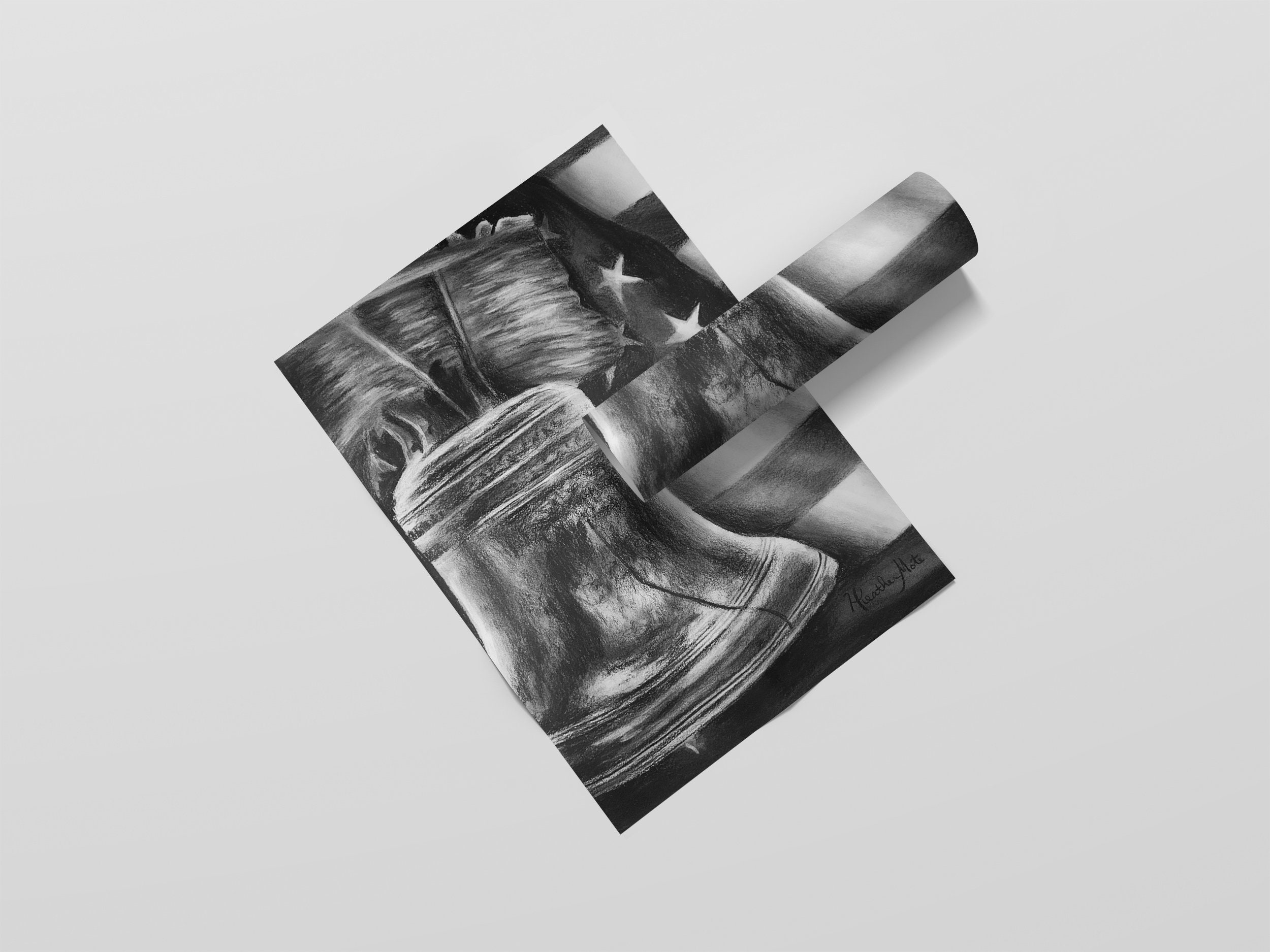Liberty Bell Charcoal Drawing Art Print: Patriotic Giclée - Etsy