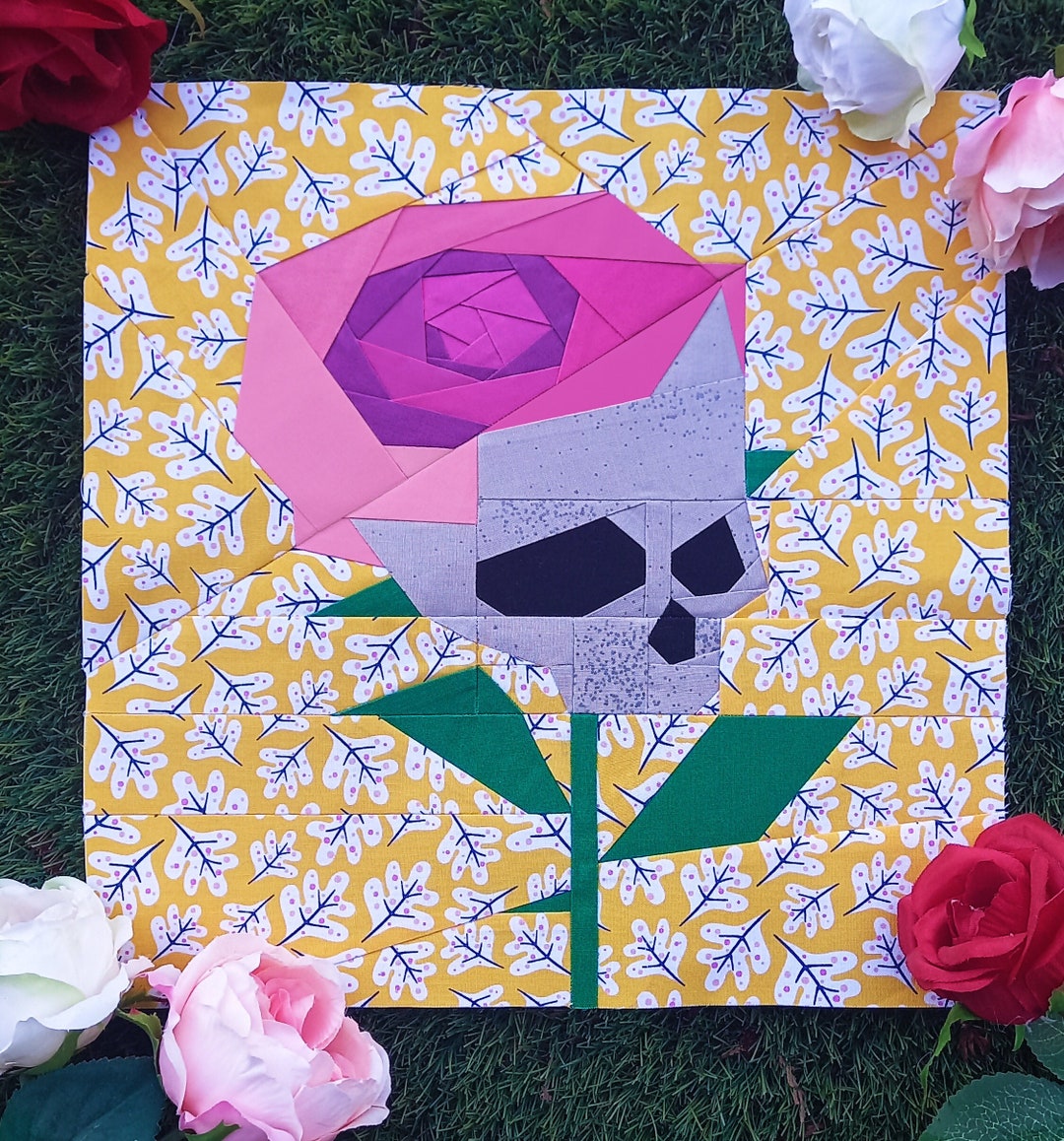 FPP Old Skull Rose - Final Size 12" X 12" - Etsy