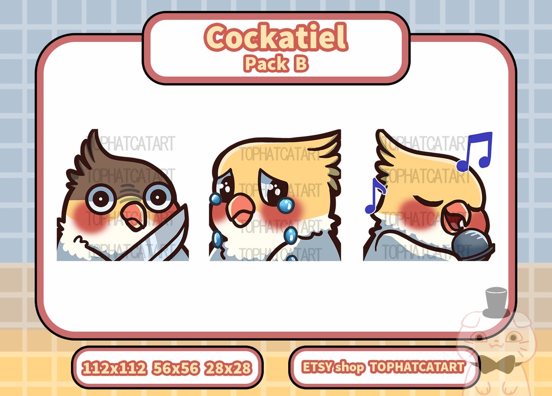 3 X Cockatiel Bird Emotes Pack B for Twitch, Discord - Etsy
