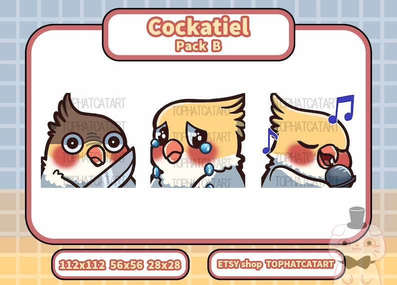 3 X Cockatiel Bird Emotes Pack B for Twitch, Discord - Etsy