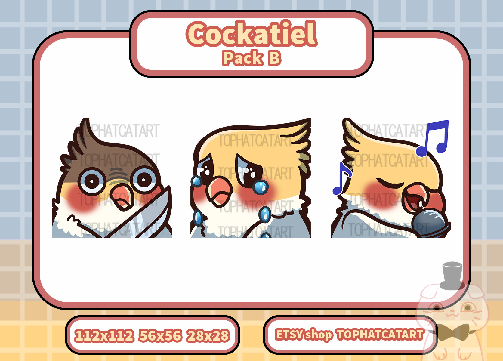 3 X Cockatiel Bird Emotes Pack B for Twitch, Discord - Etsy