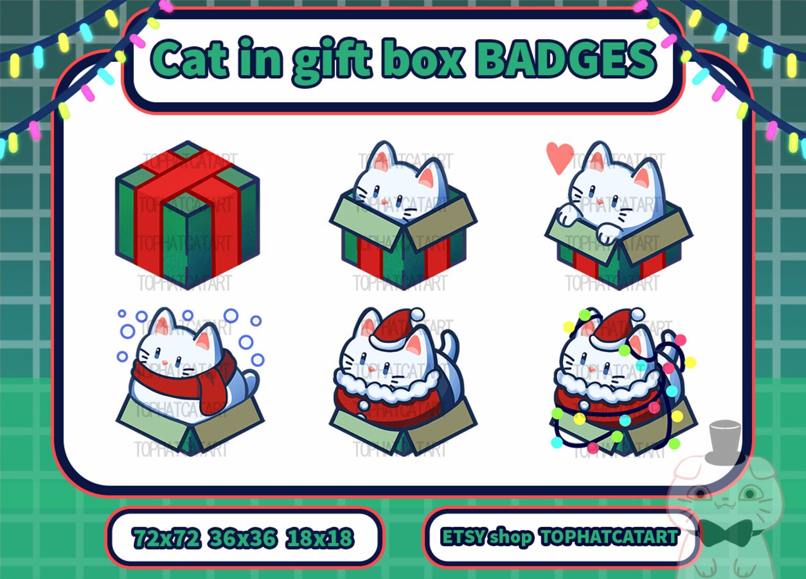 Cat in Gift Box Sub Badges for Twitch - Etsy