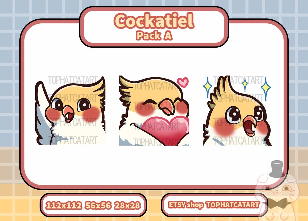 3 X Cockatiel Bird Emotes Pack A for Twitch, Discord - Etsy