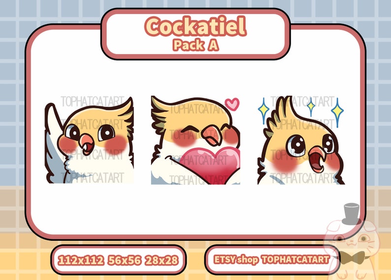 3 X Cockatiel Bird Emotes Pack A for Twitch, Discord - Etsy
