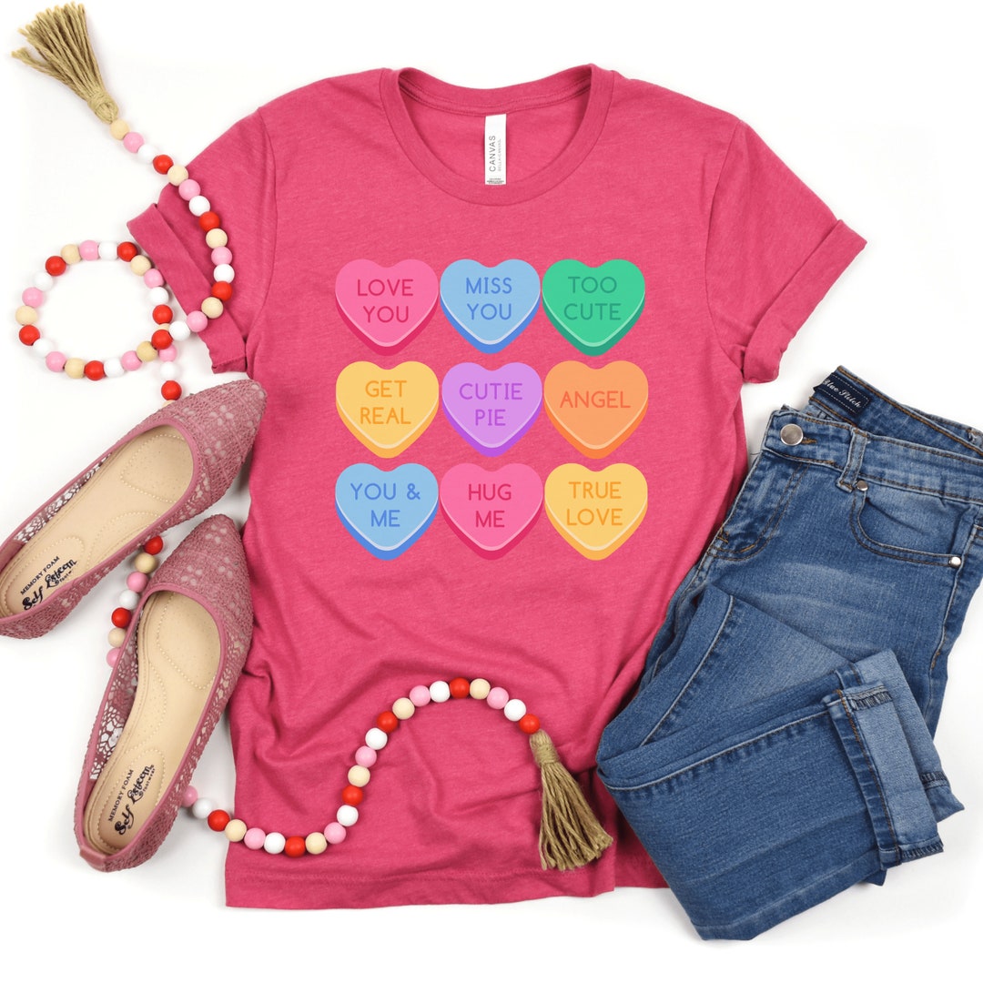 Candy Heart Tshirt Candy Heart Graphic Tee Valentines Graphic Tshirt