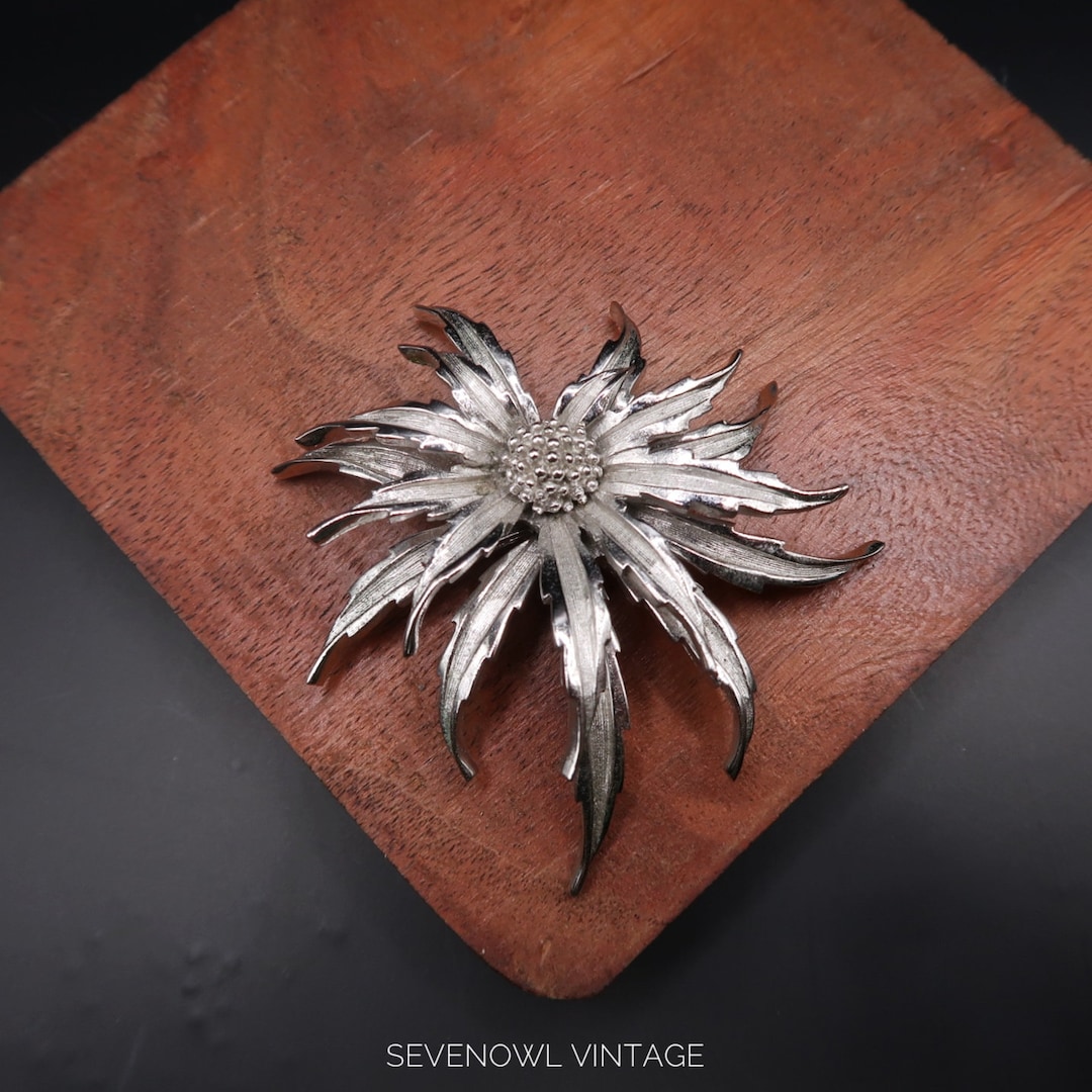 Vintage Signed Marcel Boucher Silver Tone Flower Brooch Pin - Etsy