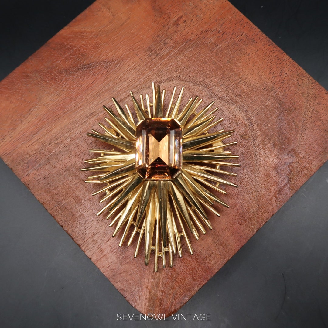 Vintage Signed Crown Trifari Gold Tone Firework Brooch - Etsy