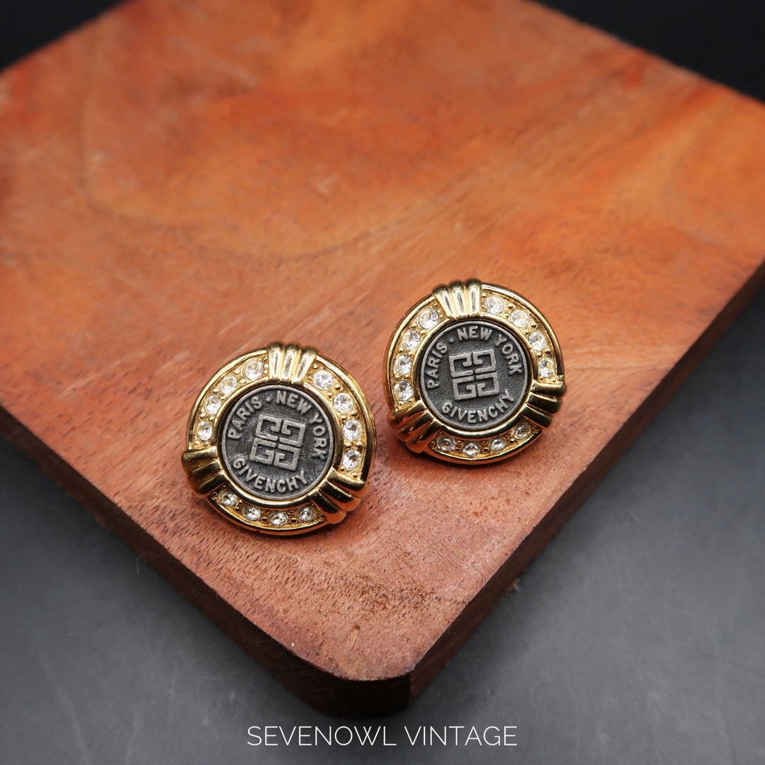 Vintage Signed Givenchy Logo Coin Gold Tone Stud Earrings - Etsy
