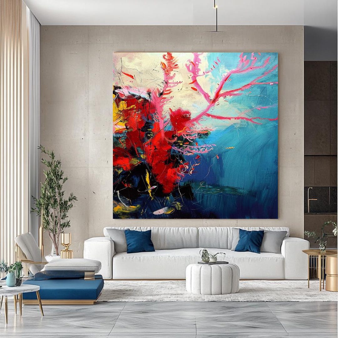 Abstract Caribbean Impasto Oil Painting: Modern Textured Artwork - Etsy
