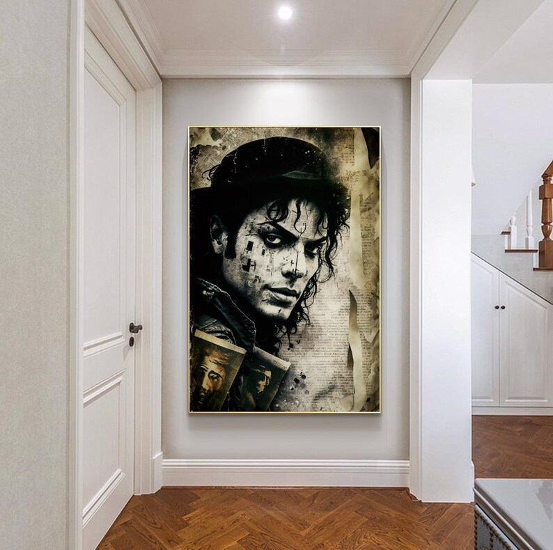 Michael Jackson Print Famous Singer, Large Print on Canvas Stretched ...