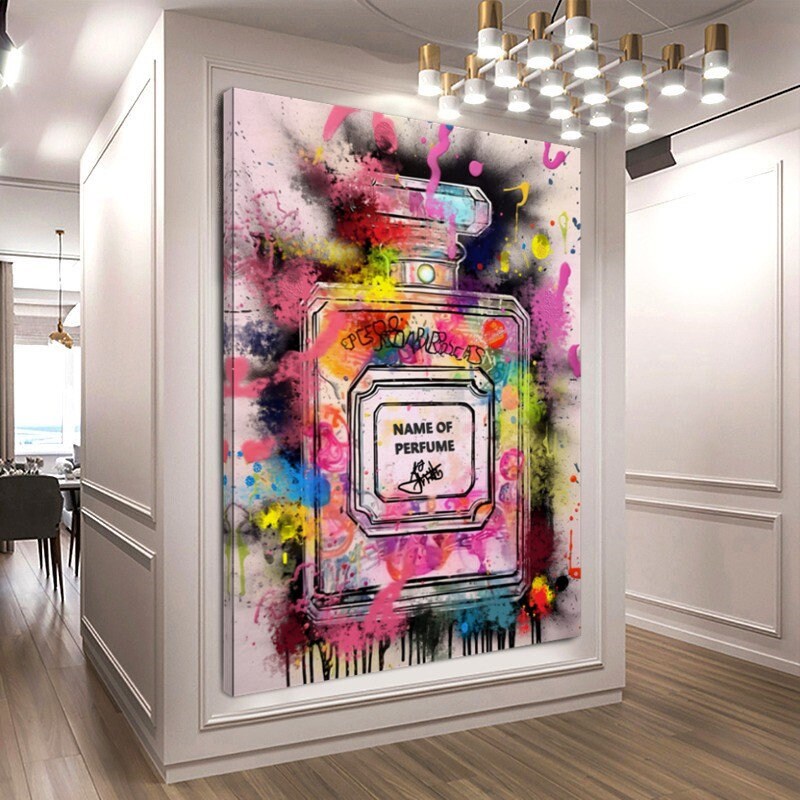 Large Graffiti Perfume Art Print Stretched Print on Canvas, Abstract ...