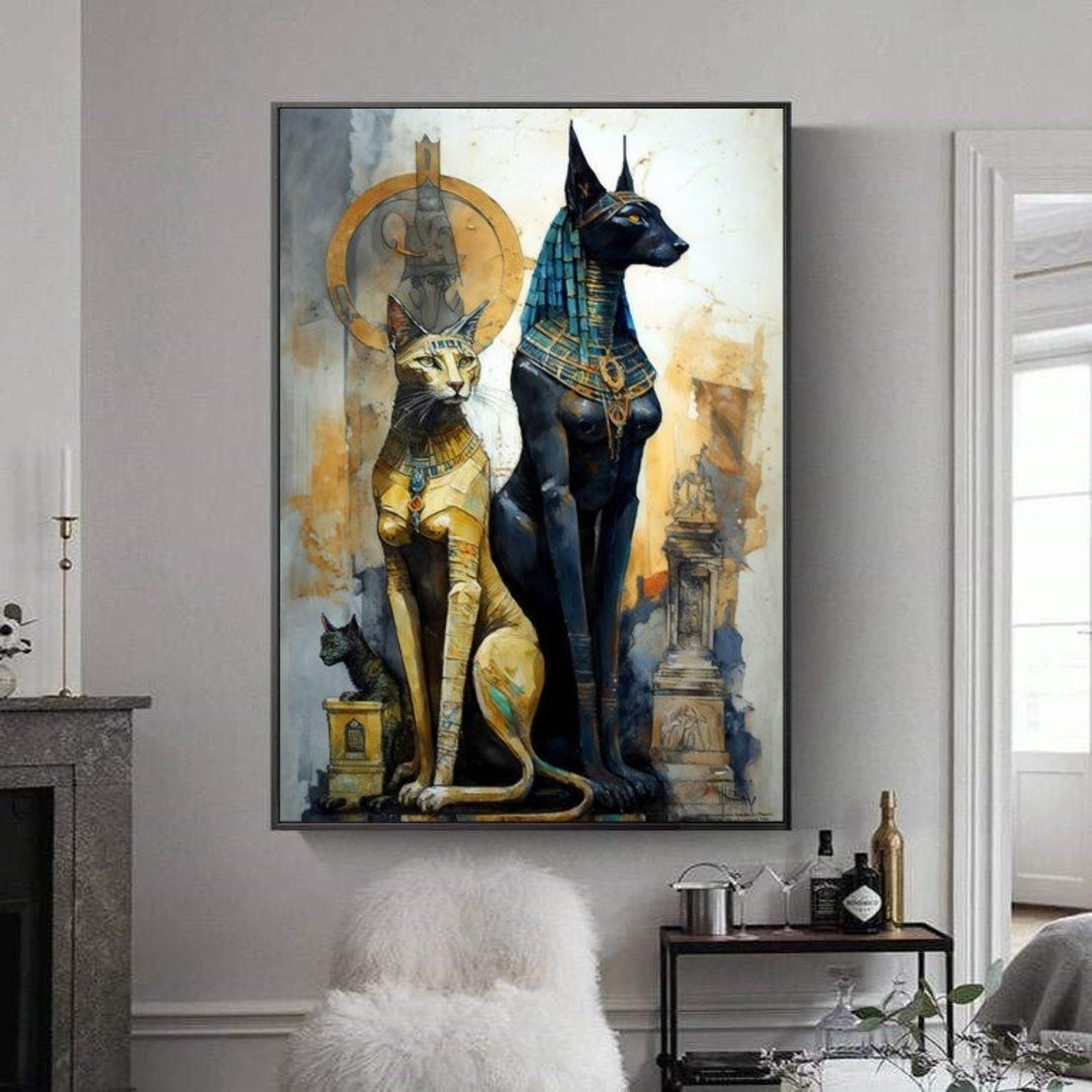 Bastet and Anubis Egyptian Cat Canvas Print – Ancient Egypt Wall Art ...