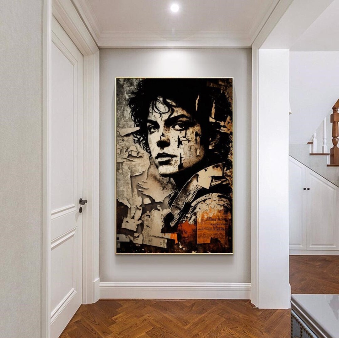 Michael Jackson Print Famous Singer, Large Print on Canvas Stretched ...
