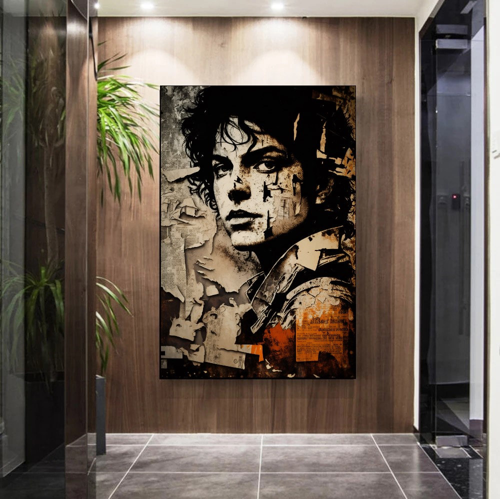Michael Jackson Print Famous Singer, Large Print on Canvas Stretched ...