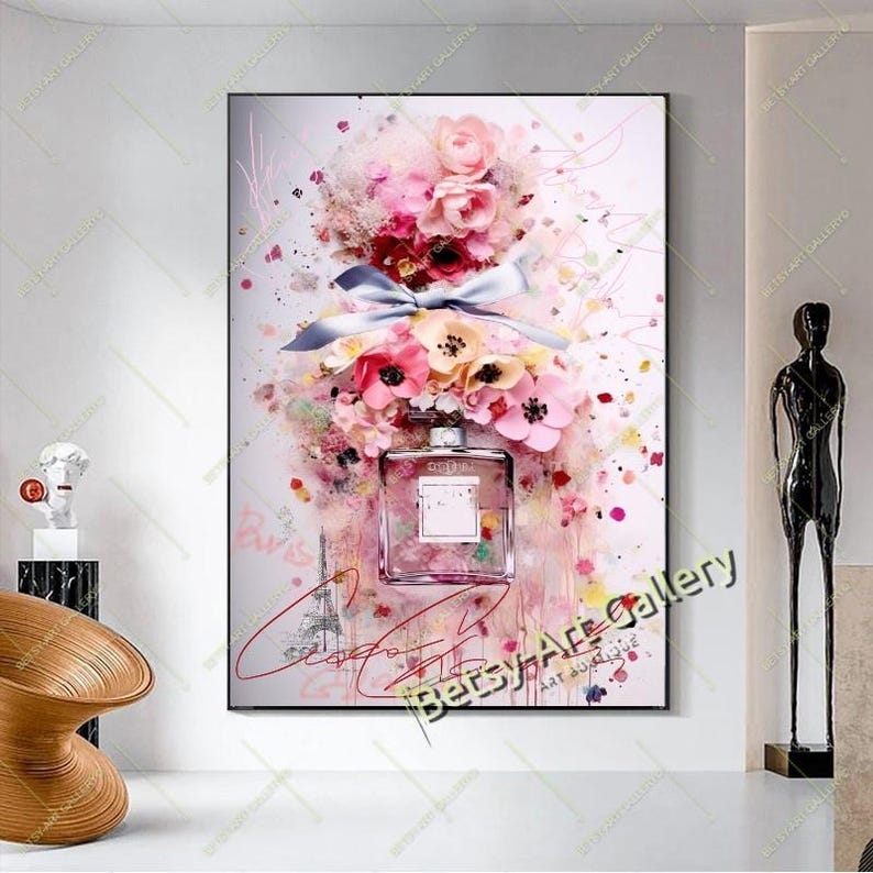 Floral Perfume Bottle Canvas Print: Fashion Wall Art Decor - Etsy