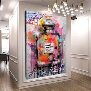 Large Colorful Perfume Art Print Stretched Print on Canvas, Abstract ...