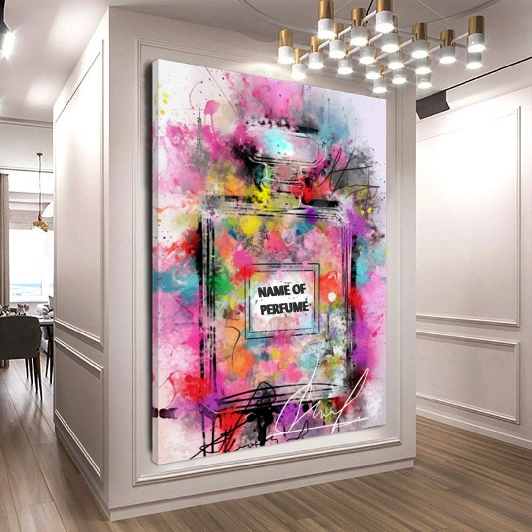 Large Colorful Perfume Art Print, Stretched Print on Canvas, Abstract ...