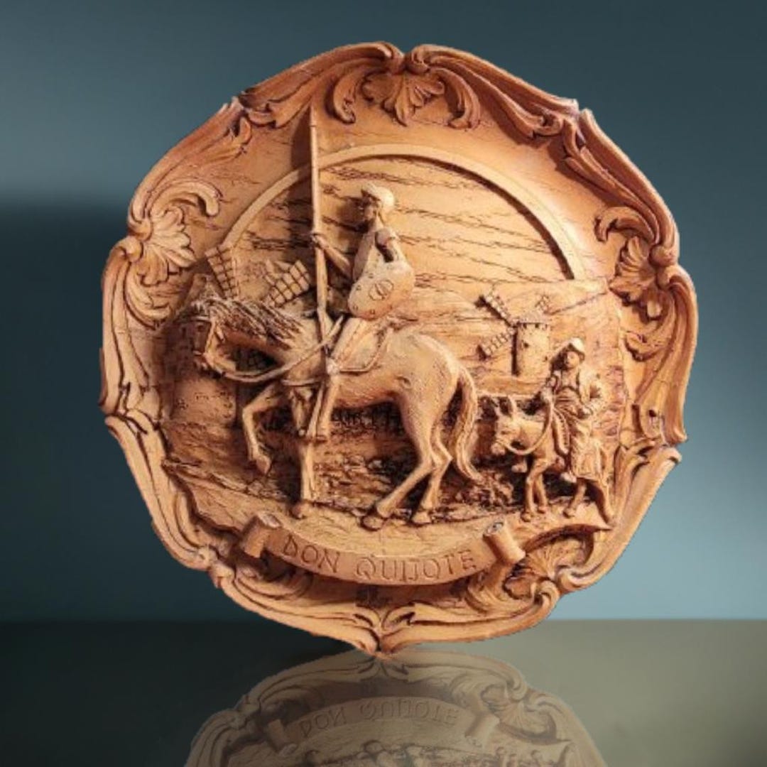 Historical Hand-carved Wooden Bas-relief of Don Quijote – Cervantes Art ...