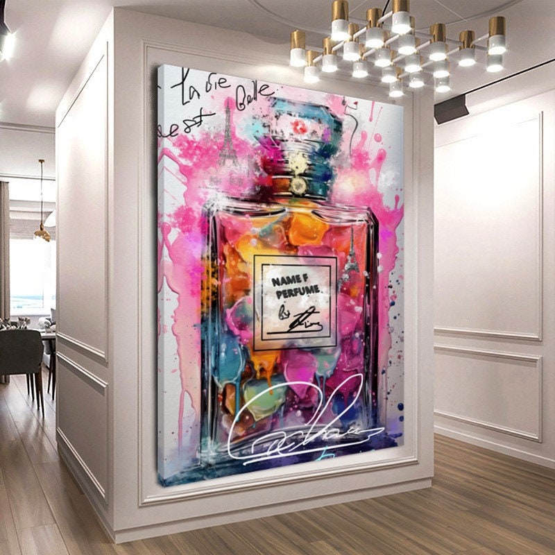 Large Colorful Perfume Art Print Stretched Print on Canvas, Abstract ...