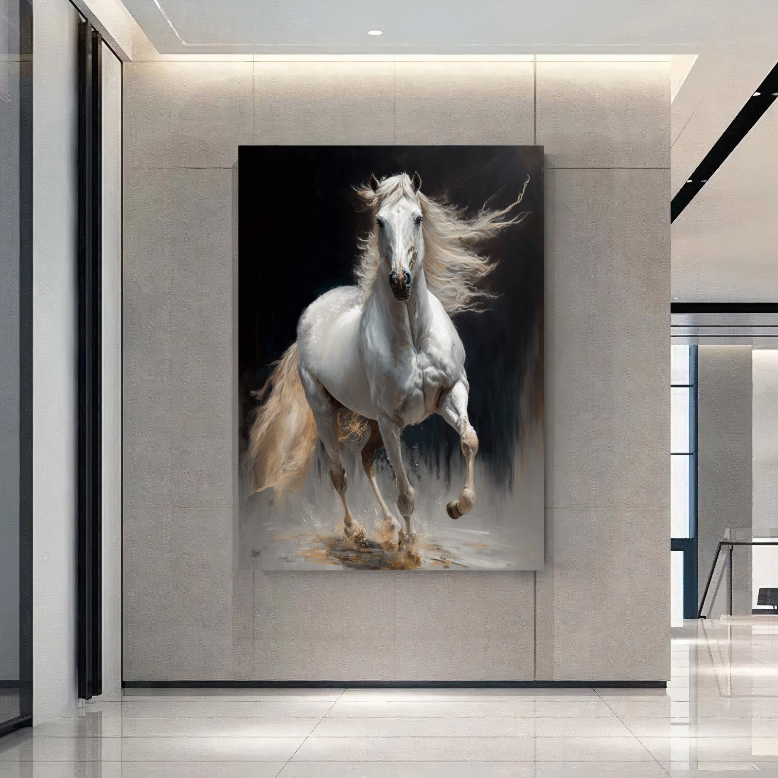 Moderne Kunst Tier Leinwand Malerei Weißes Pferd Poster und Drucke Wand Kunst Bilder für ...