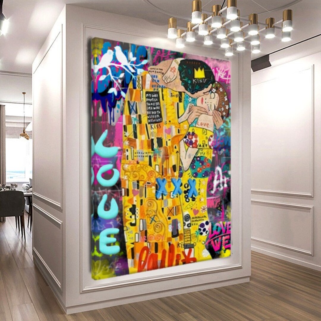 The Kiss Gustav Klimt Famous Wall Art Print on Canvas Pop Art Canvas ...