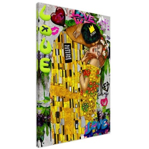 Print on Canvas, the Kiss by Gustav Klimt Pop Art Cnvas Street Graffiti ...