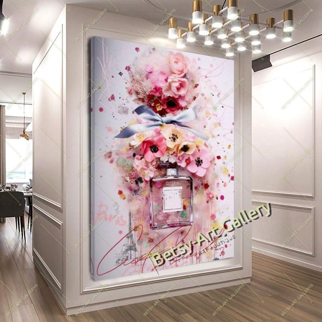 Floral Perfume Bottle Canvas Print: Fashion Wall Art Decor - Etsy