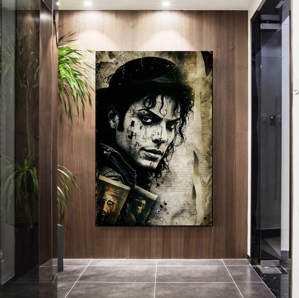Michael Jackson Print Famous Singer, Large Print on Canvas Stretched ...