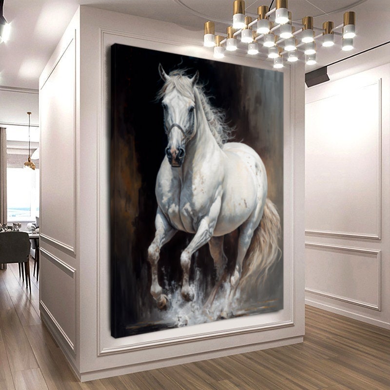 Moderne Kunst Tier Leinwand Malerei Weißes Pferd Poster und Drucke Wand Kunst Bilder für ...