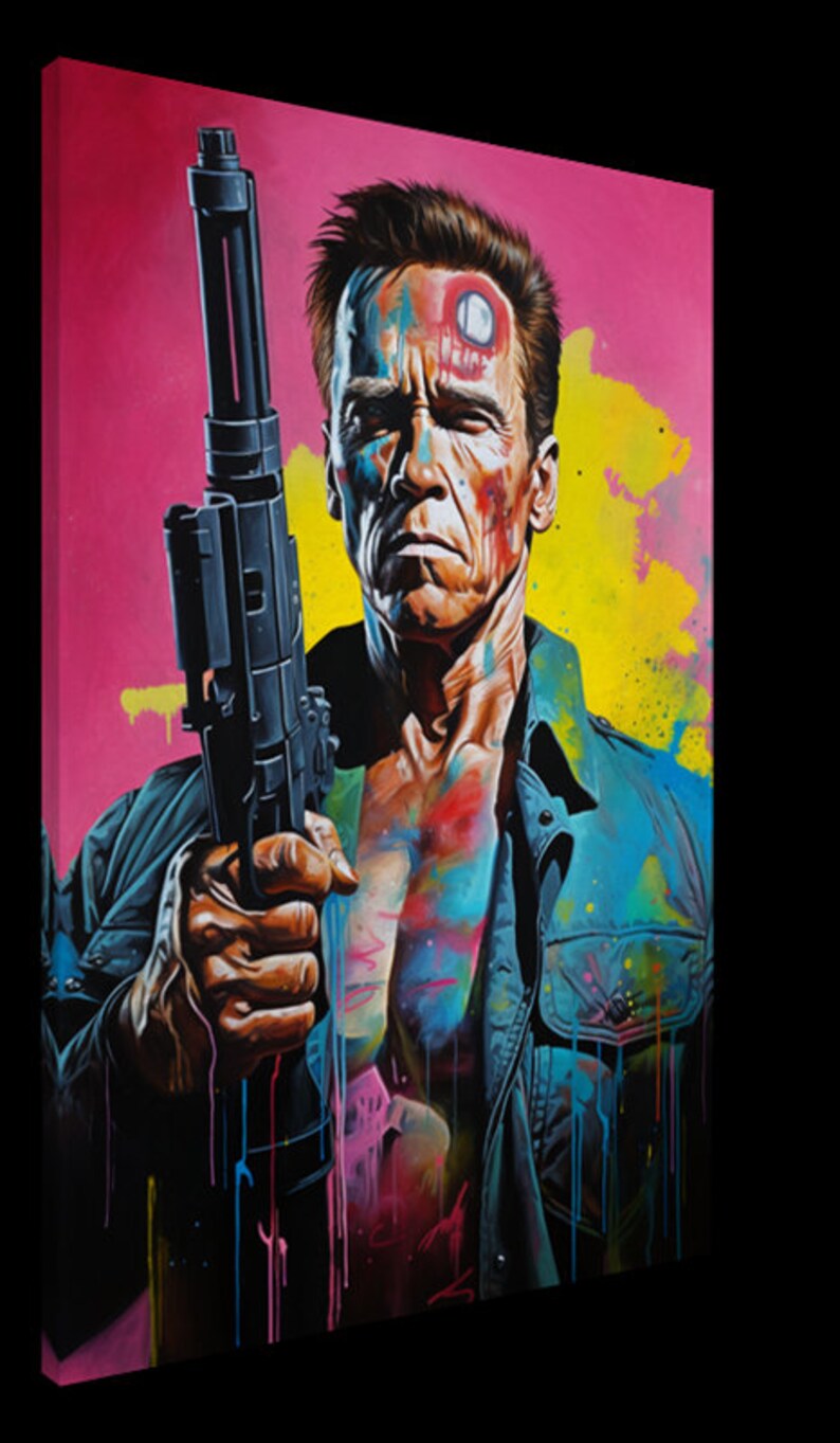 TERMINATOR Arnold Schwarzenegger Art, Large Stretched Print on Canvas ...