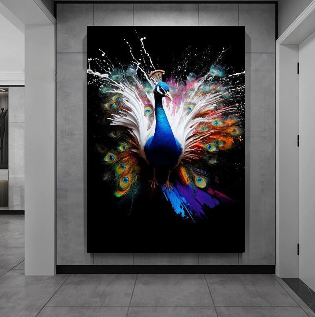 Vibrant Colorful Peacock - Color Splash Canvas Print - Abstract ...