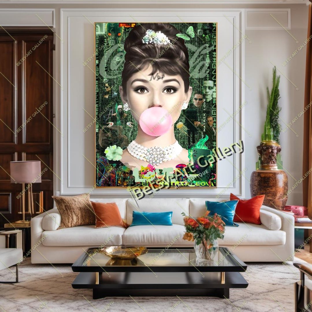 Graffiti Audrey Hepburn Canvas Print: Bubble Gum Pop Art Portrait - Etsy