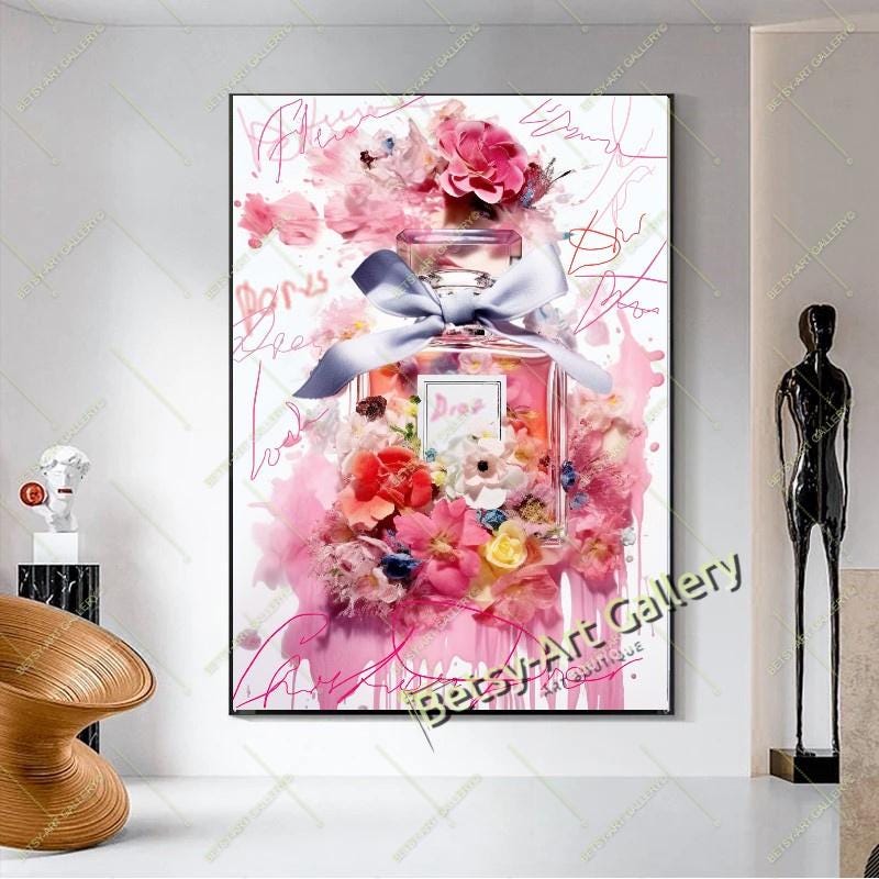 Floral Perfume Bottle Canvas Print: Fashion Wall Art Decor - Etsy