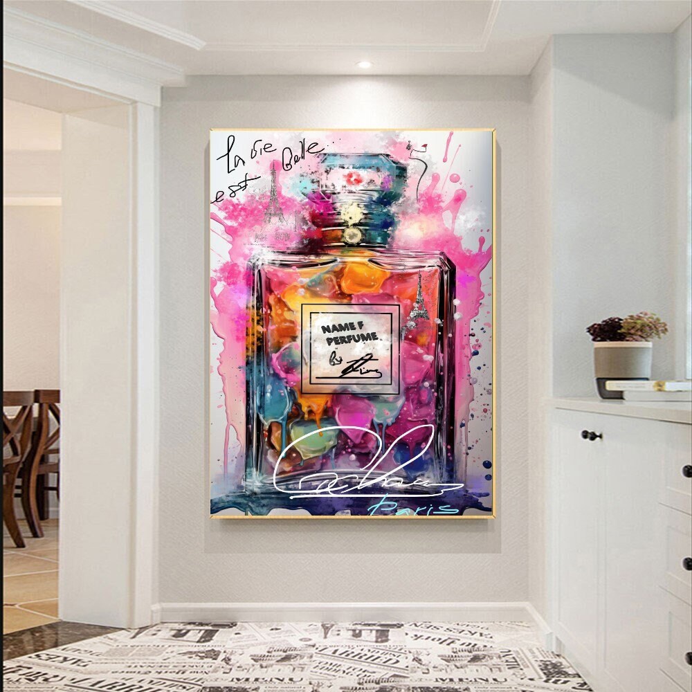Large Colorful Perfume Art Print Stretched Print on Canvas, Abstract ...