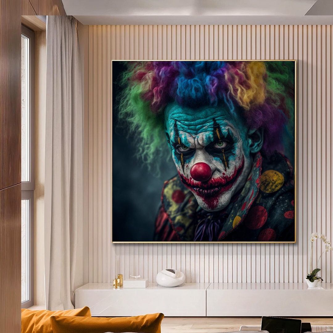 Colorful Joker Man Print on Canvas Street Art Superhero - Large Printed ...