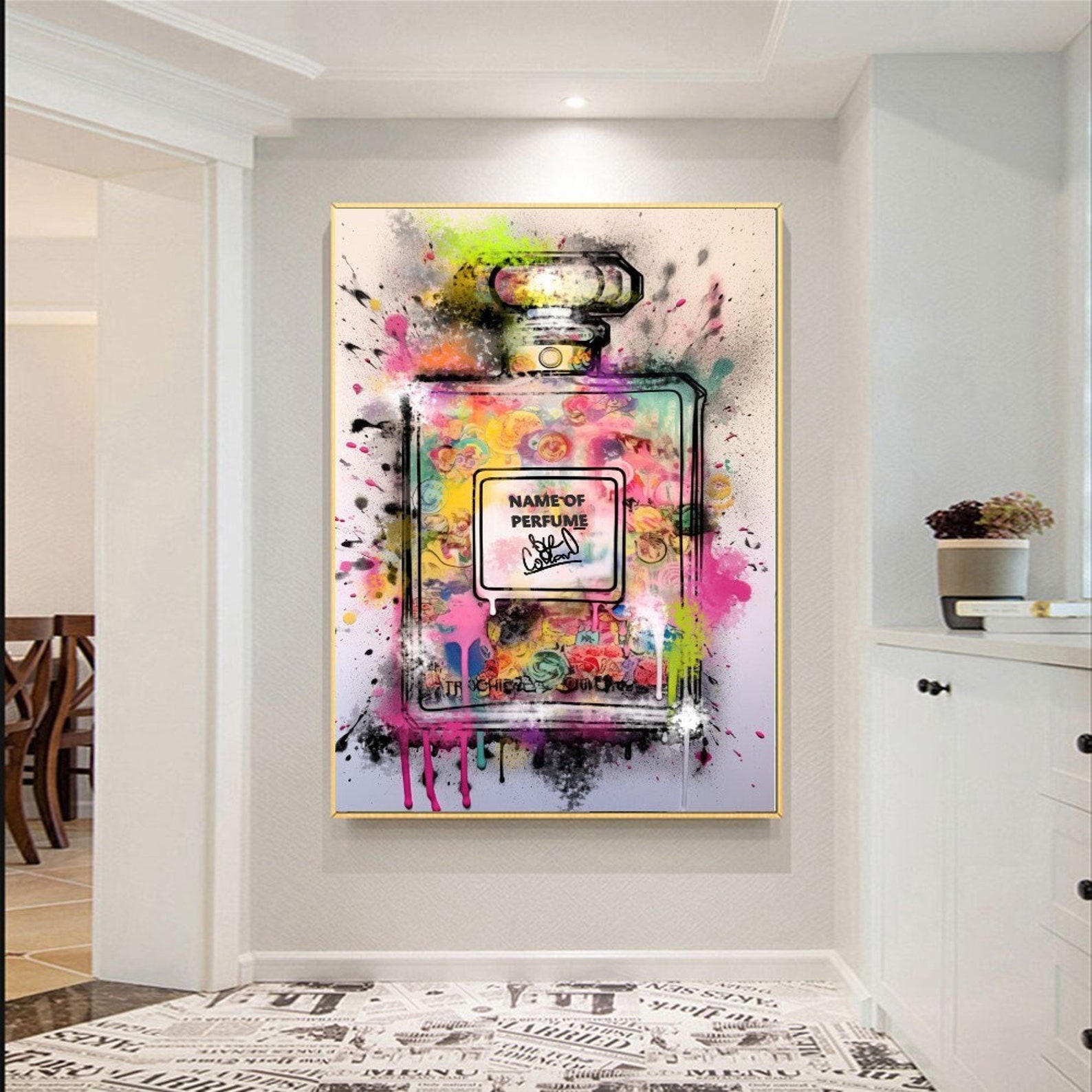 Large Graffiti Perfume Art Print Stretched Print on Canvas, Abstract ...