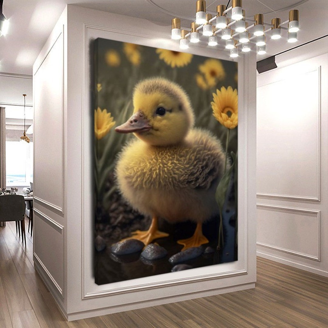 Print on Canvas Stretched on Wood Framework, Sunny Rabbit Chick ...