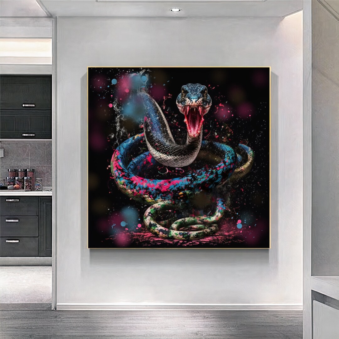 Colorful Vibrant Snake Wall Art Print – Striking Serpent Canvas Print ...