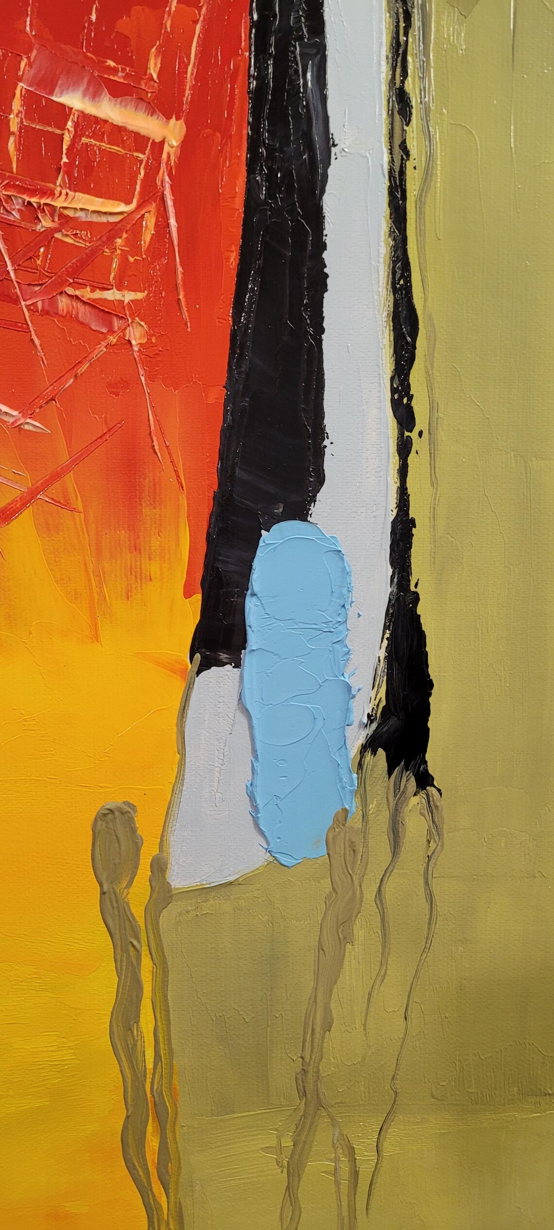 Large Abstract Oil Painting on Linen Canvas: Colorful Impasto Wall Art ...