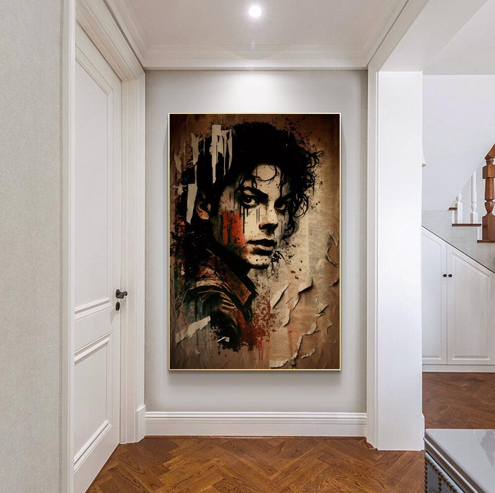 Michael Jackson Print Famous Singer, Large Print on Canvas Stretched ...