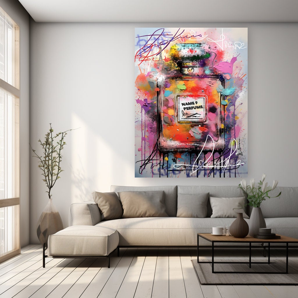 Large Graffiti Perfume Art Print Stretched Print on Canvas, Abstract ...