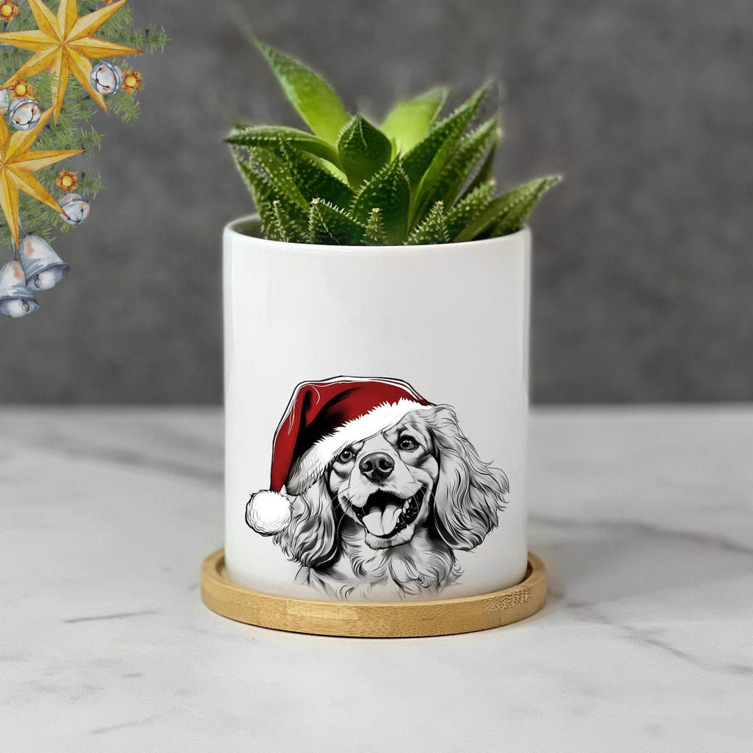 Cavalier King Charles Spaniel Christmas Plant Pot, Spaniel Planter ...