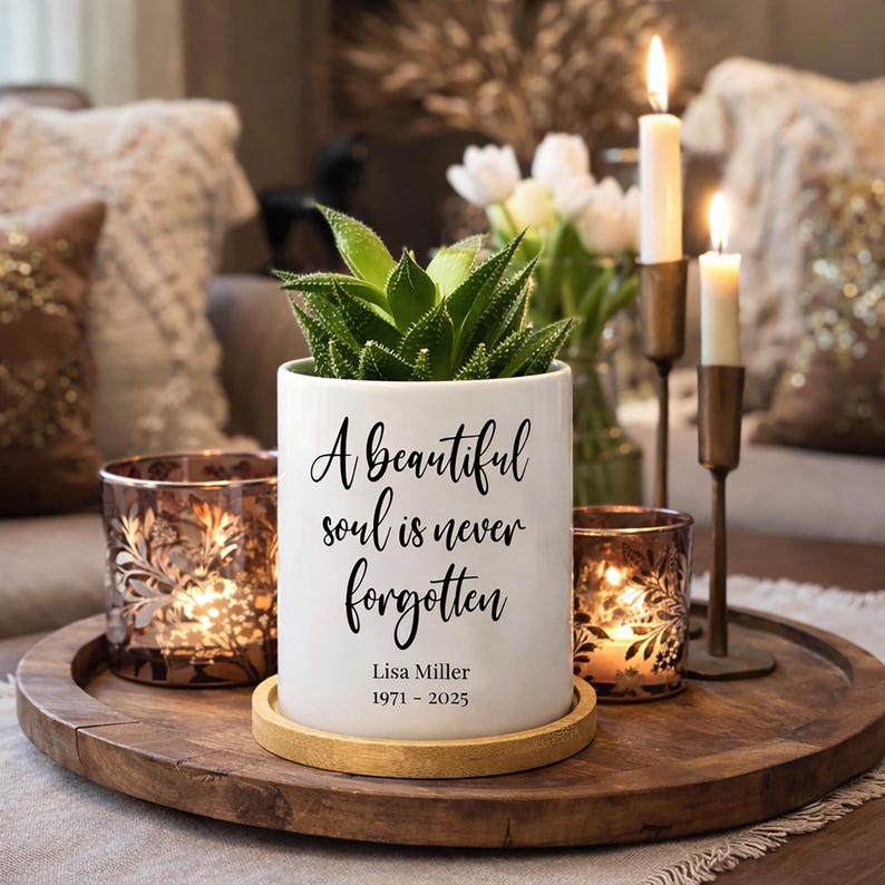 Personalized Sympathy Gift Succulent Planter, Bereavement Gift, Custom ...