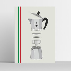 Exploded Bialetti Moka Pot Print Espresso Maker Italian | Etsy