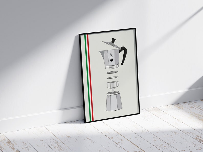 Exploded Bialetti Moka Pot Print Espresso Maker Italian - Etsy
