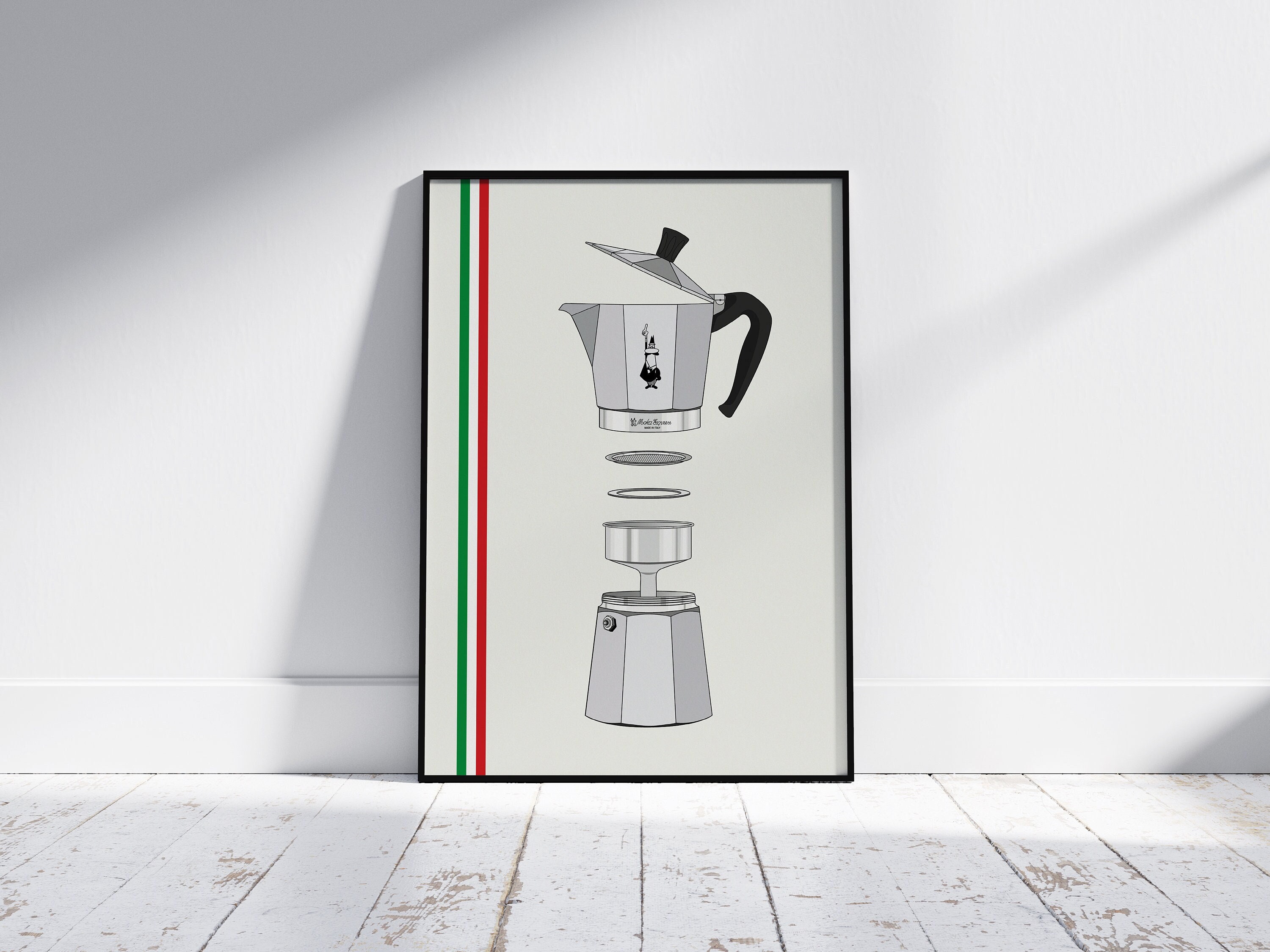 Exploded Bialetti Moka Pot Print Espresso Maker Italian - Etsy