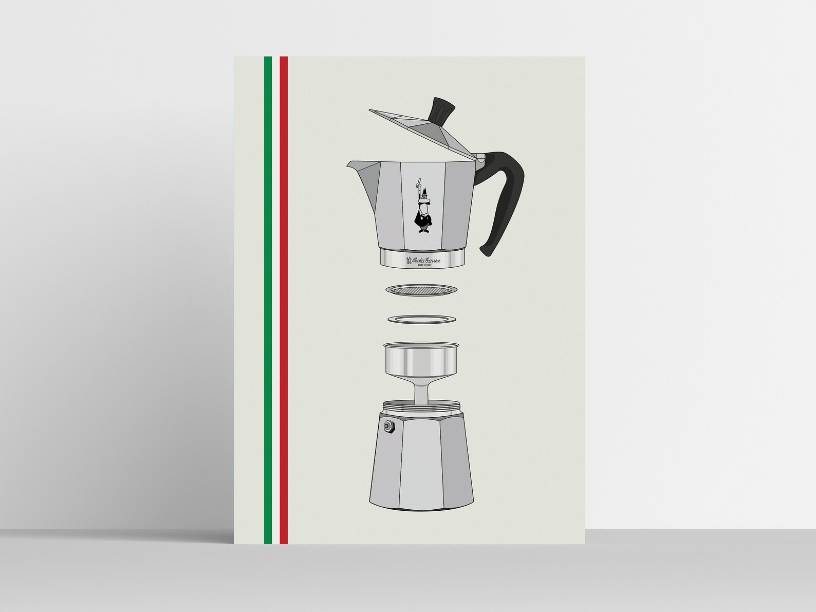 Exploded Bialetti Moka Pot Print Espresso Maker Italian | Etsy